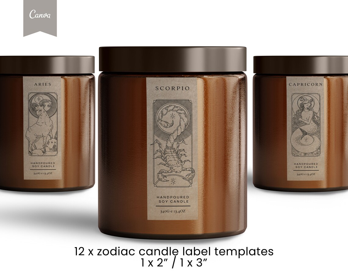 12 X HOROSCOPE Editable Candle Label Zodiac Labels Zodiac - Etsy