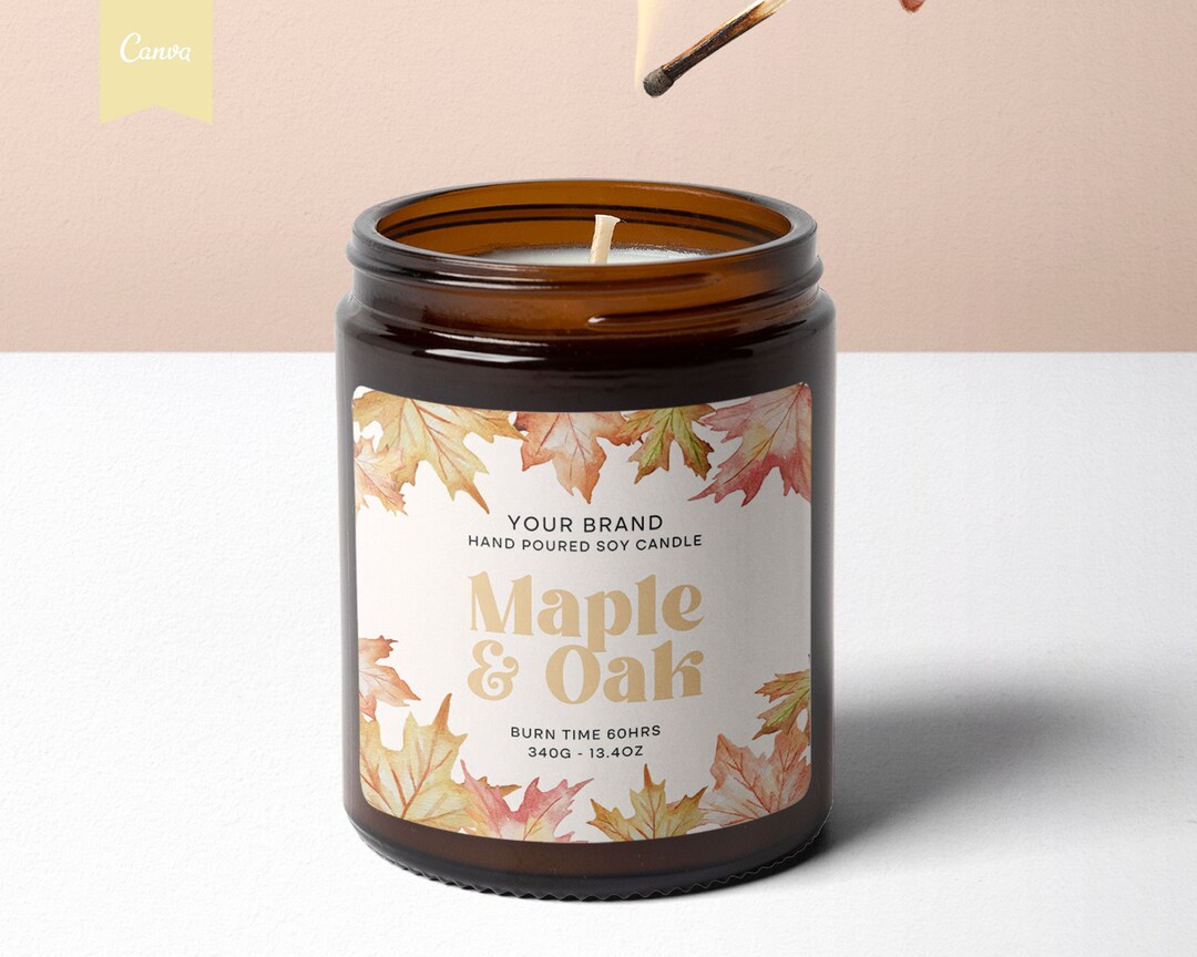 SEASONAL Editable Candle Label, Fall Candle Label Design, Wax Melt ...