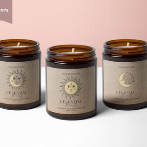 CELESTIAL Editable Candle Label, BOHO Candle Label Design, Editable ...