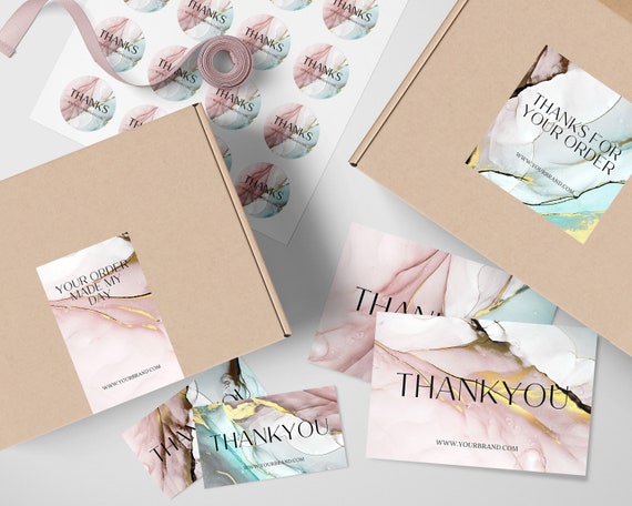 MARBLE Branded Packaging Template Editable Glitter Bundle | Etsy