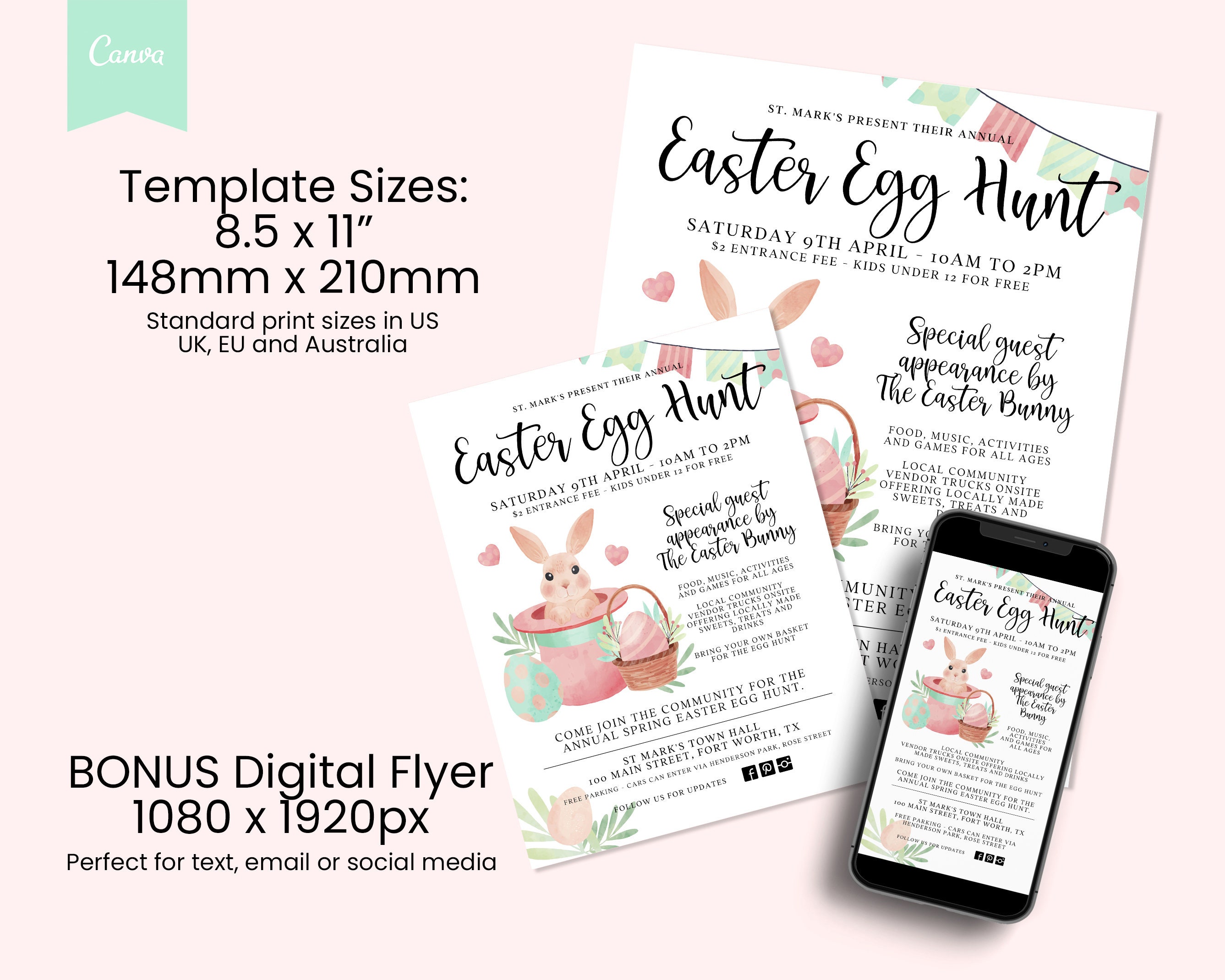 Editable EASTER Egg Hunt Flyer DIY Flyer Template Custom | Etsy