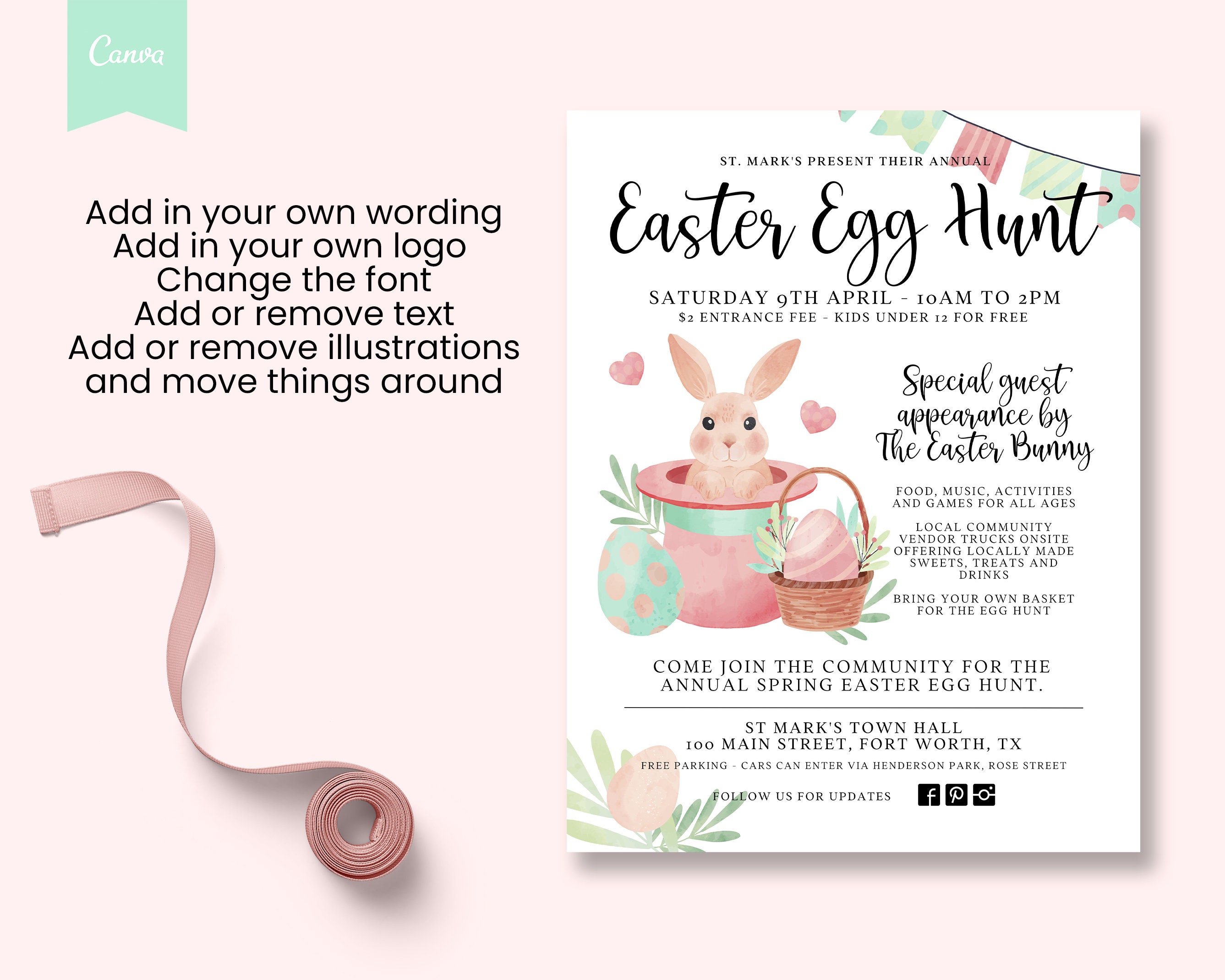 Editable EASTER Egg Hunt Flyer DIY Flyer Template Custom | Etsy