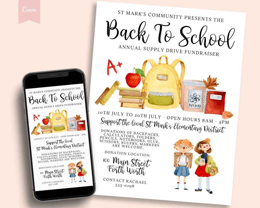 DIY Back to School Fundraiser, Editable, PTA Diy Template, Digital ...