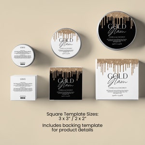 GOLD Glitter Editable Body Product Labels, DIY Cosmetic Labels, Diy ...