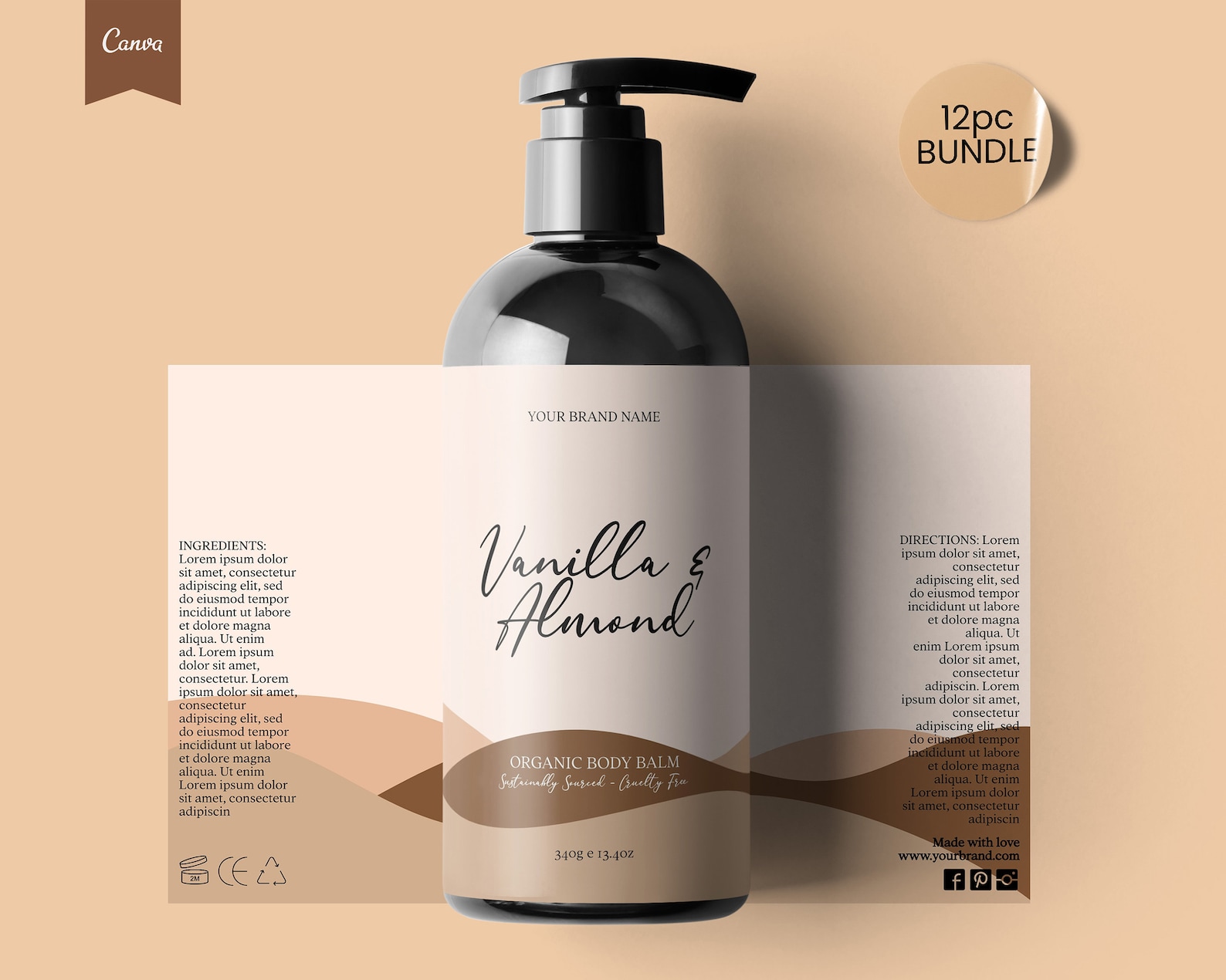 BOHO Editable Skin Care Labels, CUSTOM Product Label, Editable Cosmetic ...