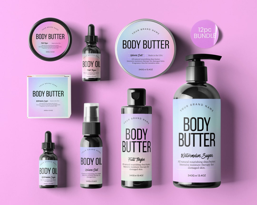 GRADIENT Editable Cosmetic Labels, Editable Body Product Labels, DIY ...