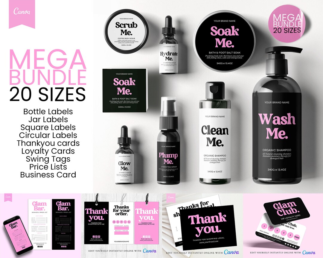 Editable Cosmetic MEGA BUNDLE, Product Label Template, Diy Cosmetic ...
