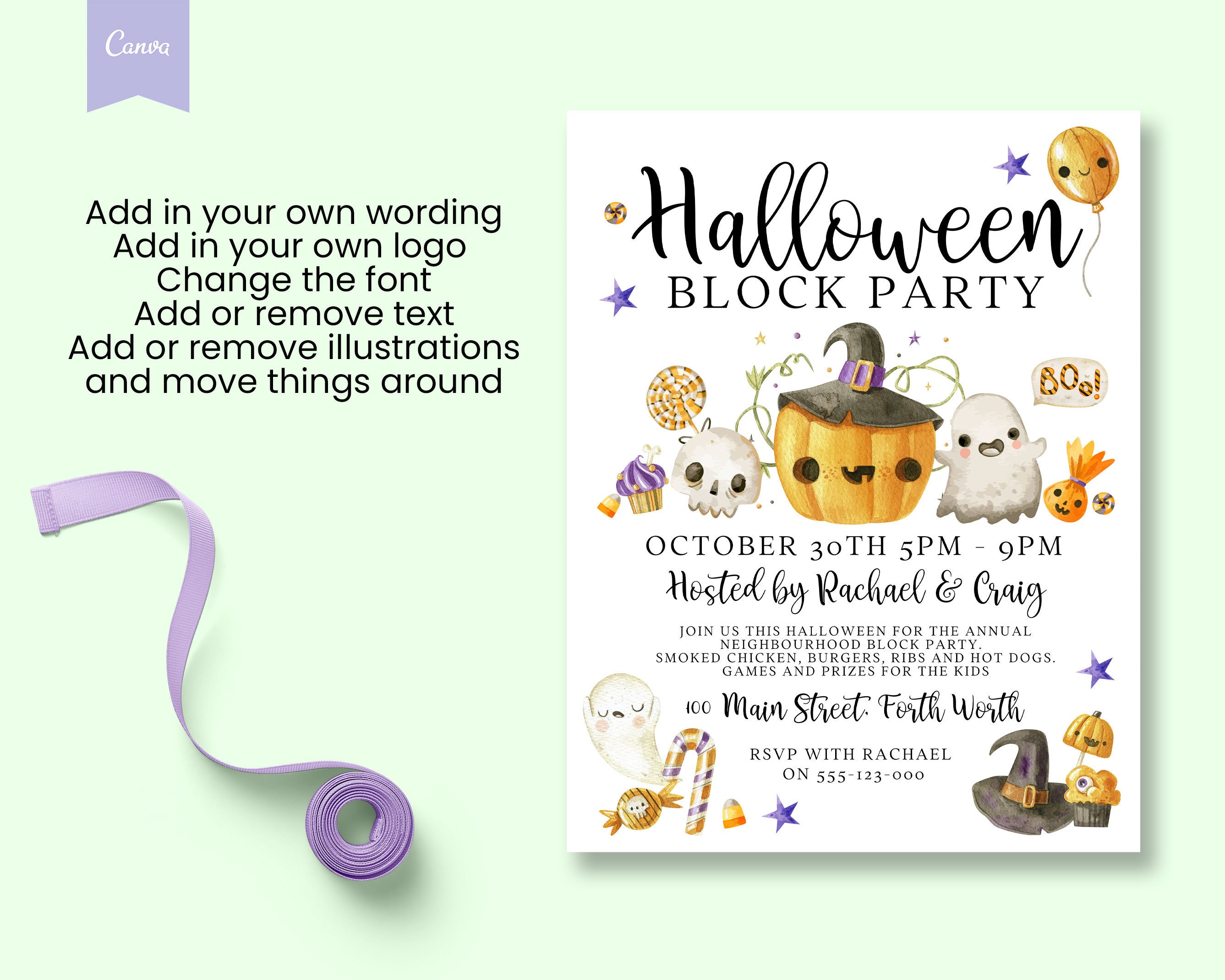HALLOWEEN Editable Flyer DIY Block Party Flyer Diy Template - Etsy