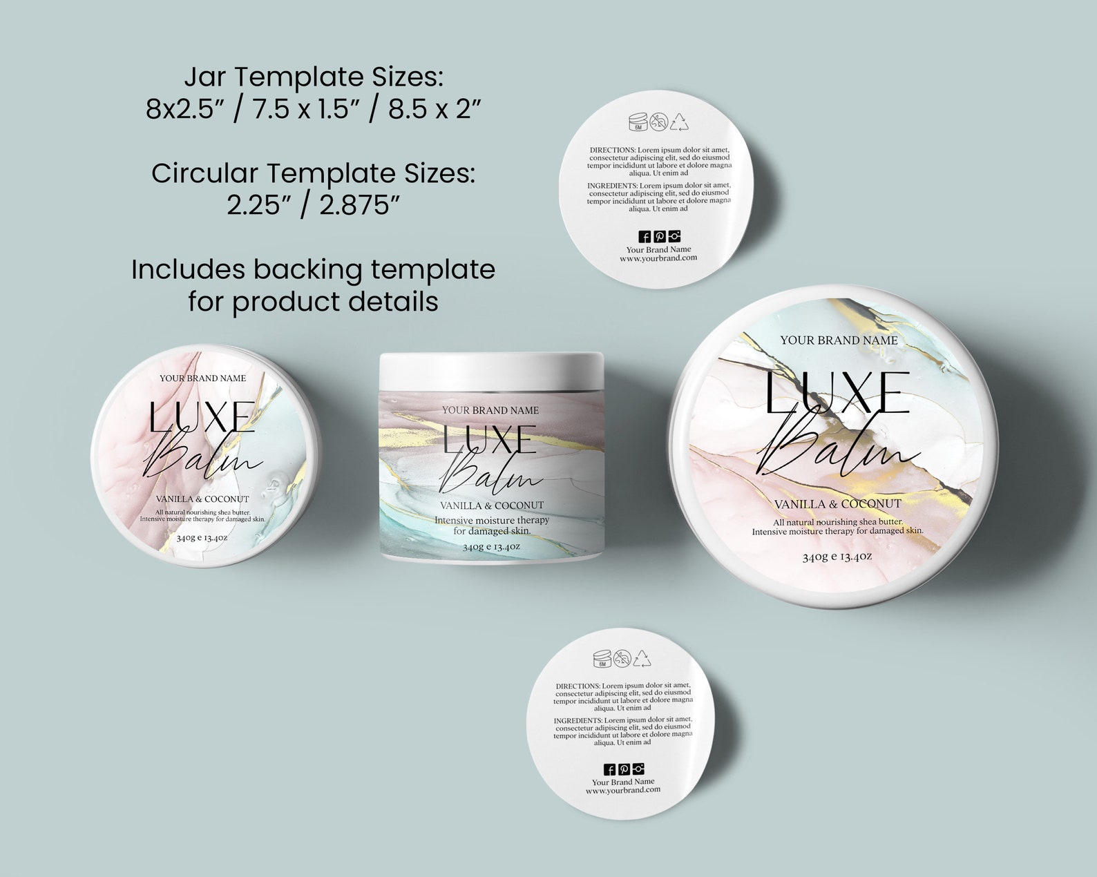 Editable Body Product Labels, MARBLE DIY Cosmetic Labels, Glitter ...