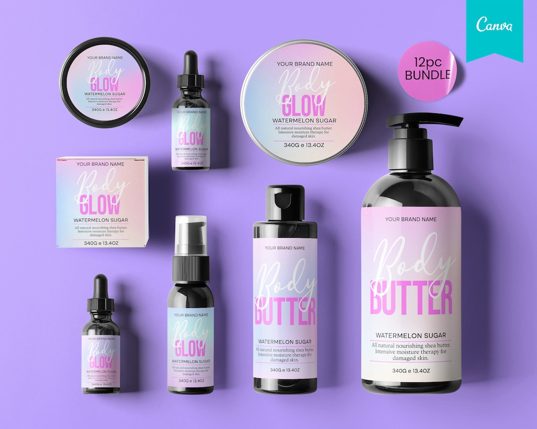 GRADIENT Editable Cosmetic Labels, Editable Body Product Labels, DIY ...