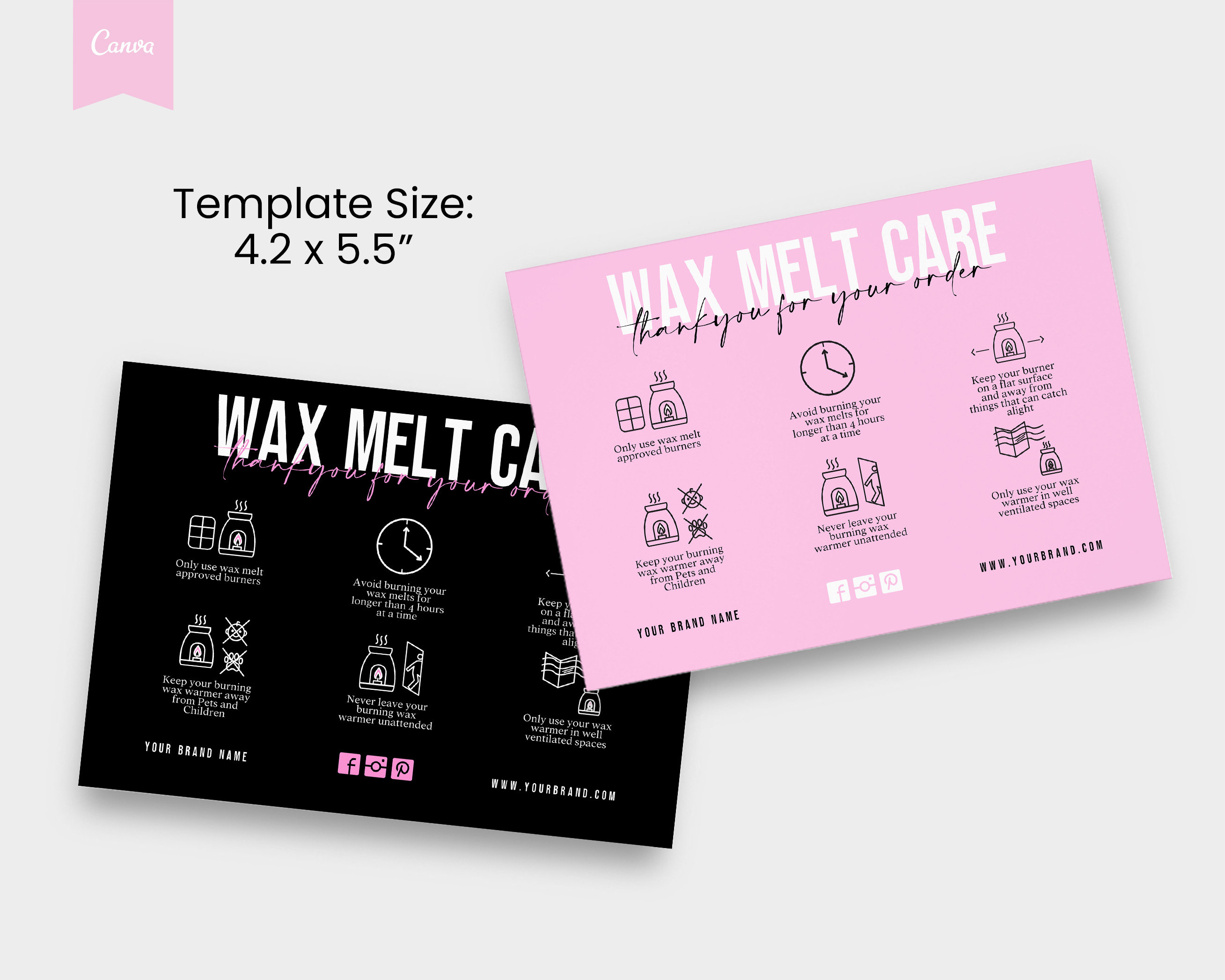 Editable Wax Melt Care Card Template DIY Candle Care Card - Etsy