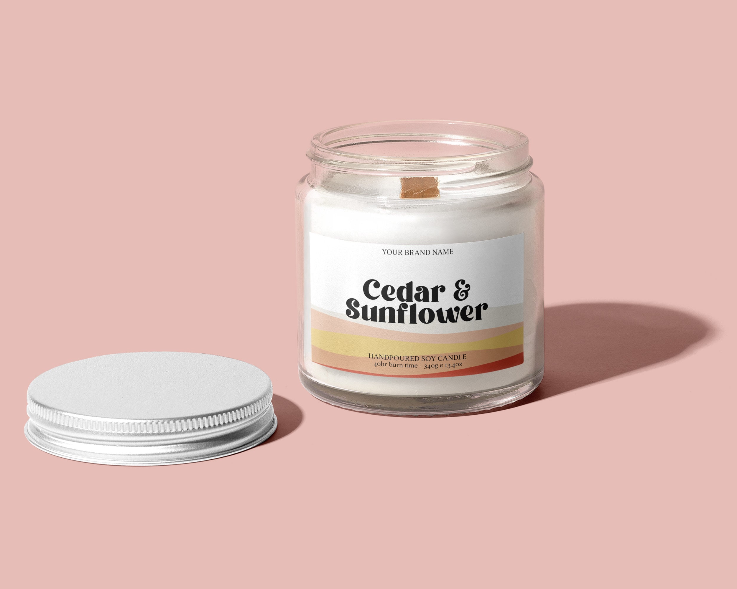 BOHO Editable Candle Label RETRO Candle Label Design | Etsy