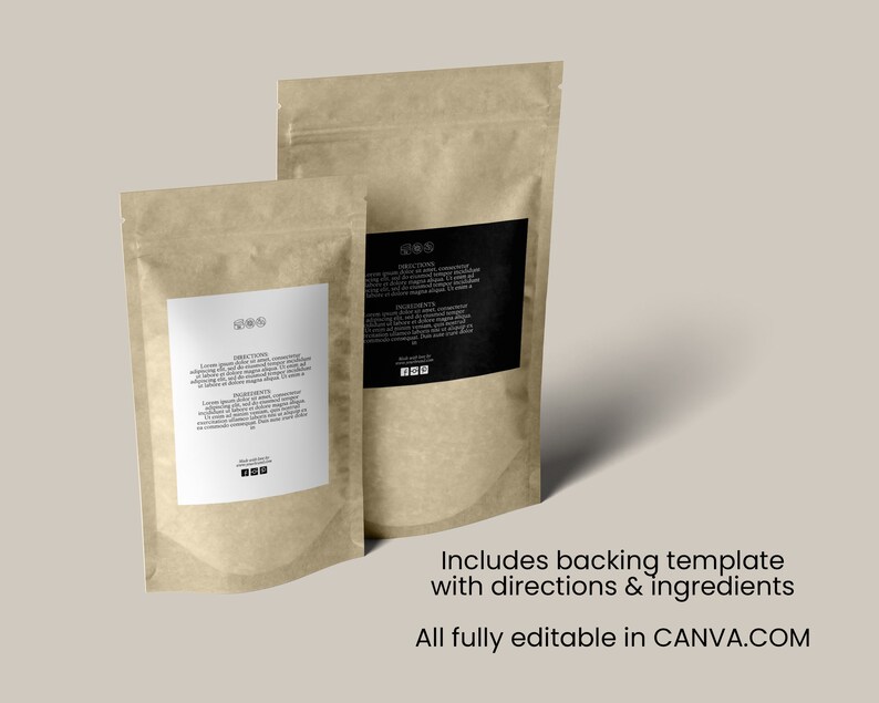 MINIMAL Editable Pouch Label Template Custom Product Label - Etsy