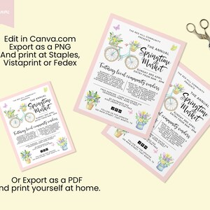 Editable SPRING Flyer Brochure, DIY Market Fair Flyer, Diy Template ...