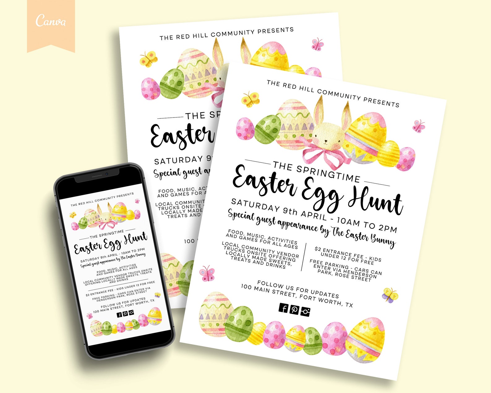 Editable EASTER Egg Hunt Flyer DIY Flyer Template Custom | Etsy