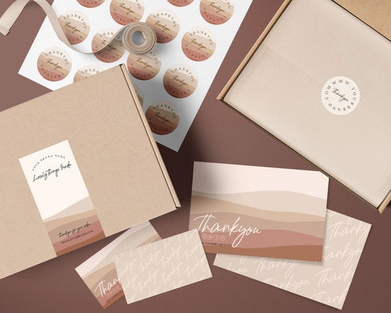 BOHO Branded Packaging Templates Editable Template Bundle - Etsy