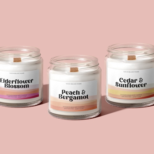 BOHO Editable Candle Label RETRO Candle Label Design - Etsy