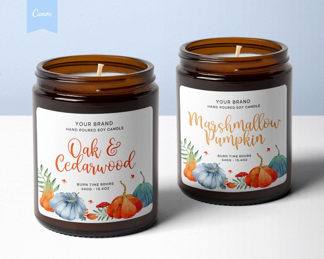 SEASONAL Editable Candle Label Fall Candle Label Design Wax - Etsy
