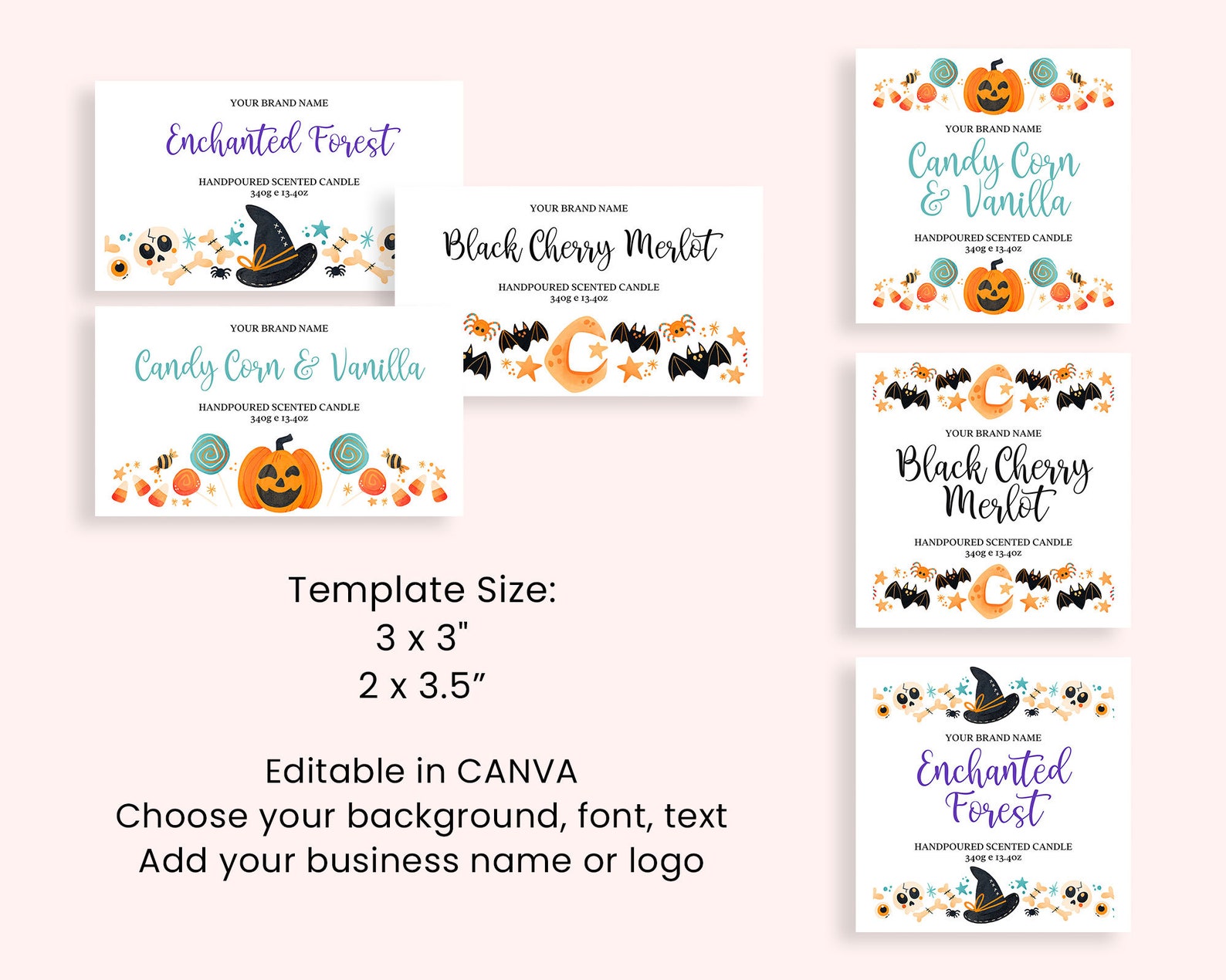 HALLOWEEN Editable Candle Label, SPOOKY Candle Label Design, Wax Melt ...