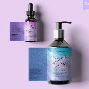 GRADIENT Editable Cosmetic Labels, GLITTER Product Labels, Diy Cosmetic ...
