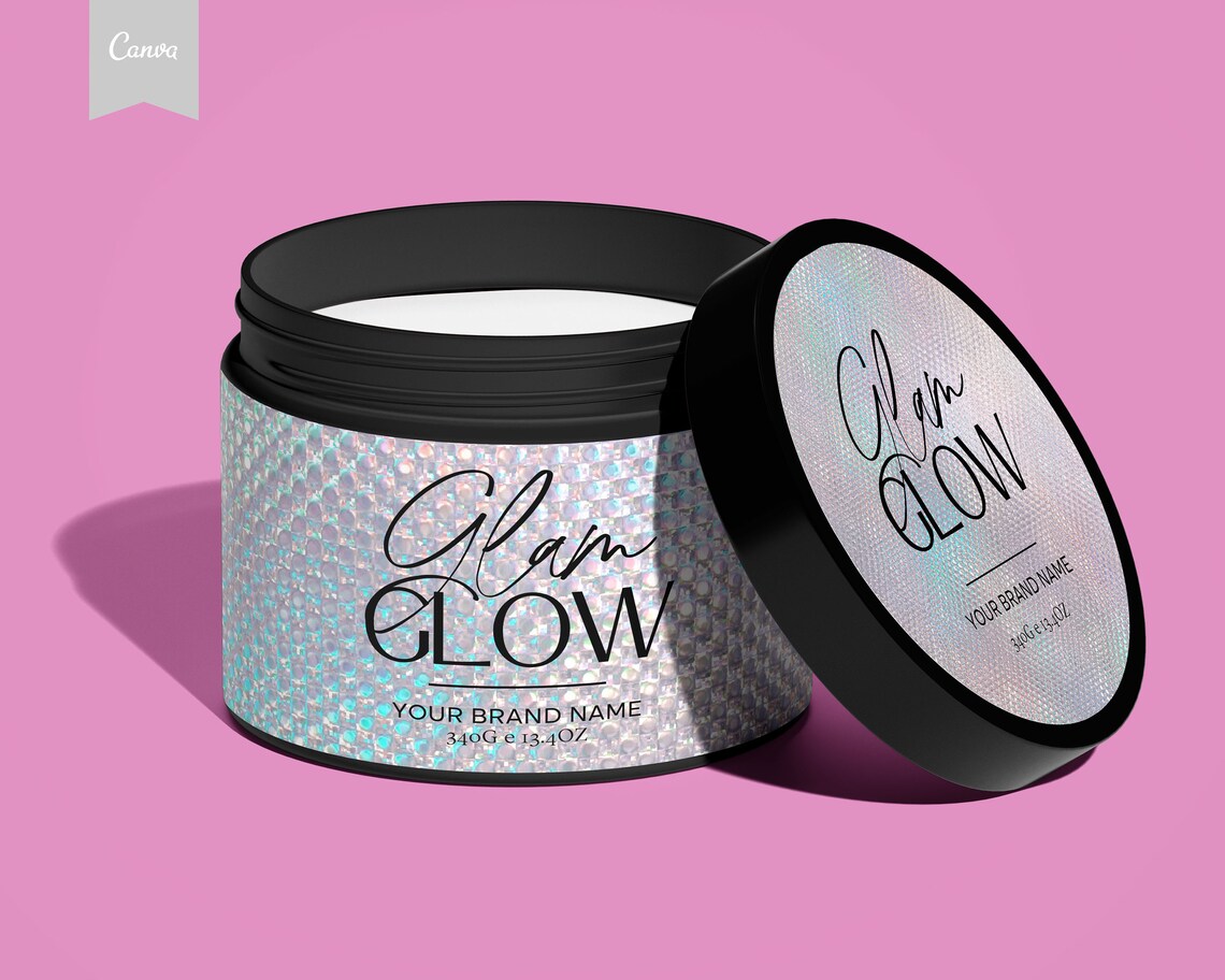 GLITTER Editable Body Product Labels CANVA SILVER Diy - Etsy