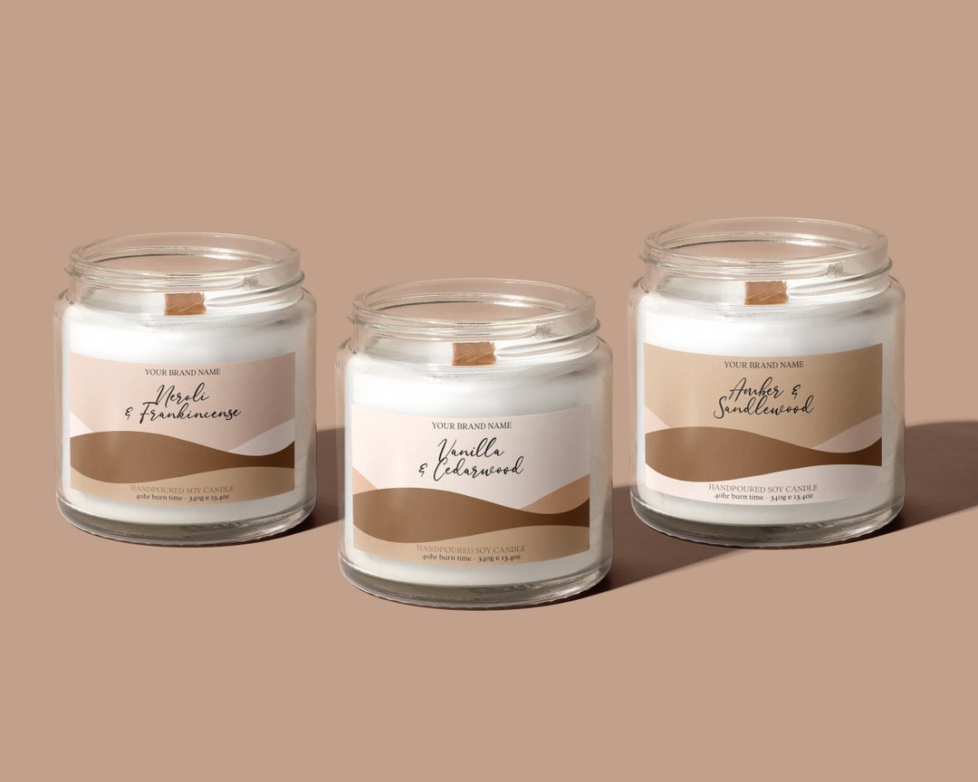 BOHO Editable Candle Label, NEUTRAL Candle Label Design, Editable ...