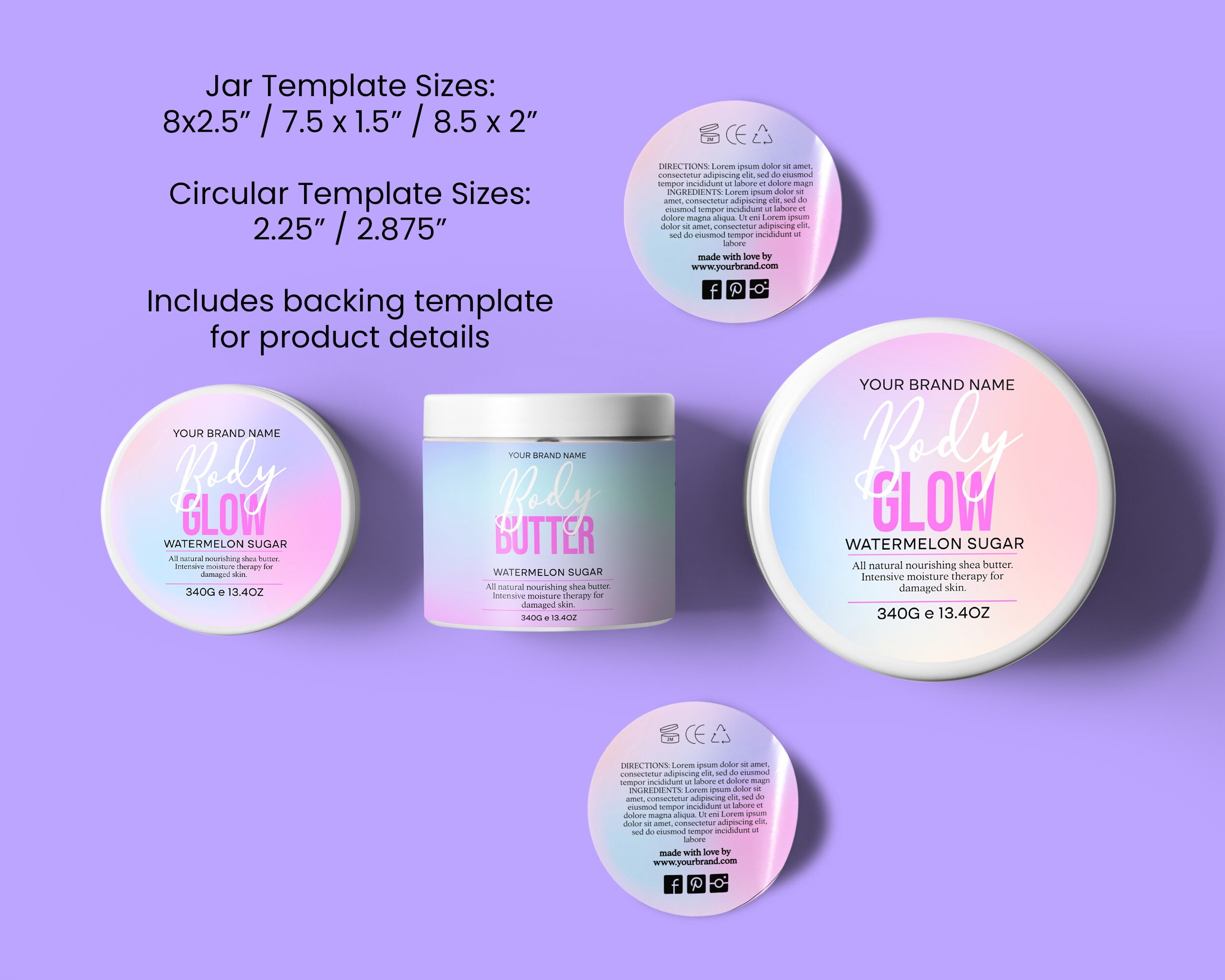 GRADIENT Editable Cosmetic Labels Editable Body Product | Etsy