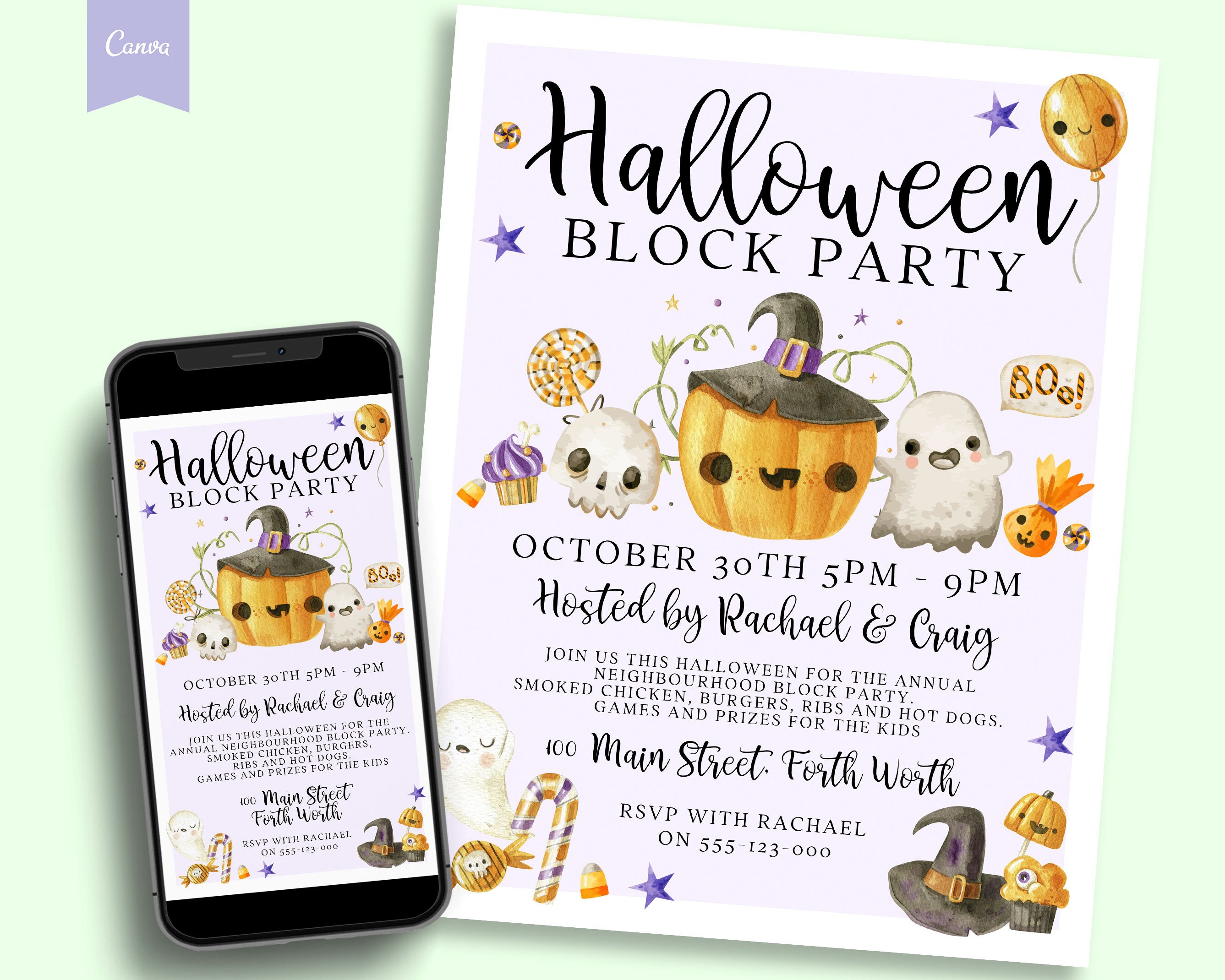 HALLOWEEN Editable Flyer DIY Block Party Flyer Diy Template - Etsy