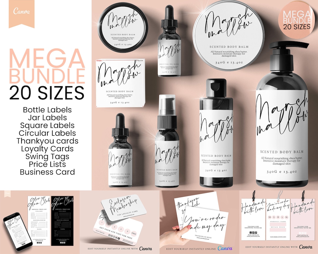 Editable Cosmetic MEGA BUNDLE, Product Label Template, Diy Cosmetic ...