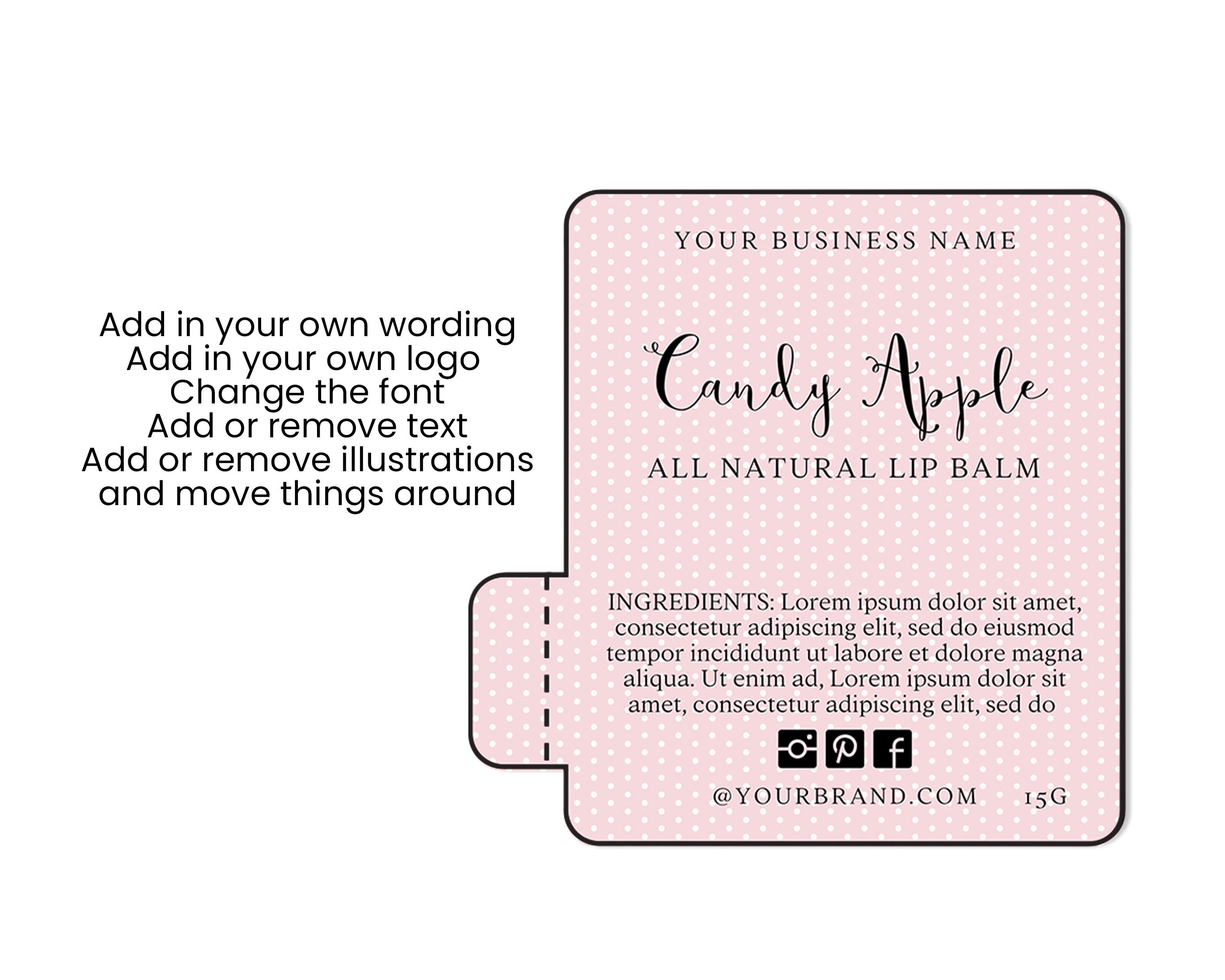 Editable Lip Balm Template Diy Chapstick Label Printable Lip - Etsy