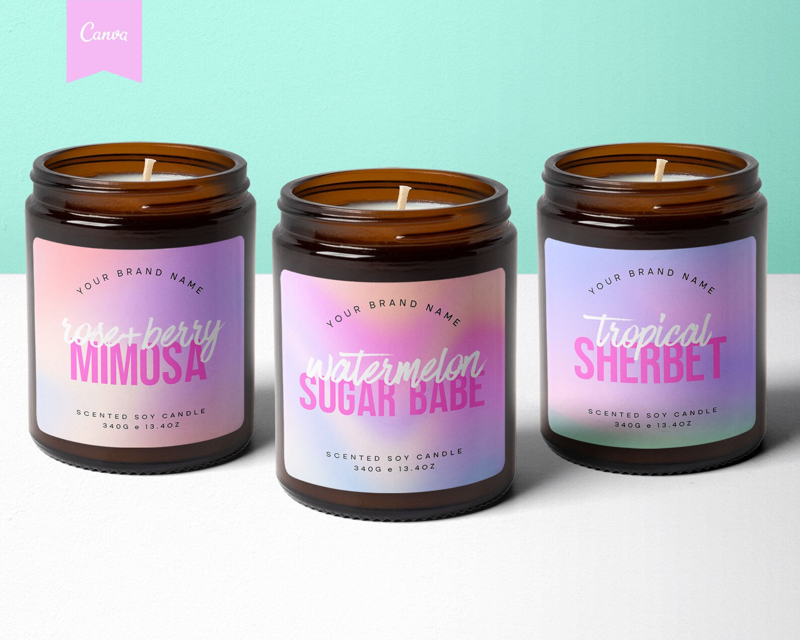 GRADIENT Editable Candle Label Candle Label Design Candle - Etsy