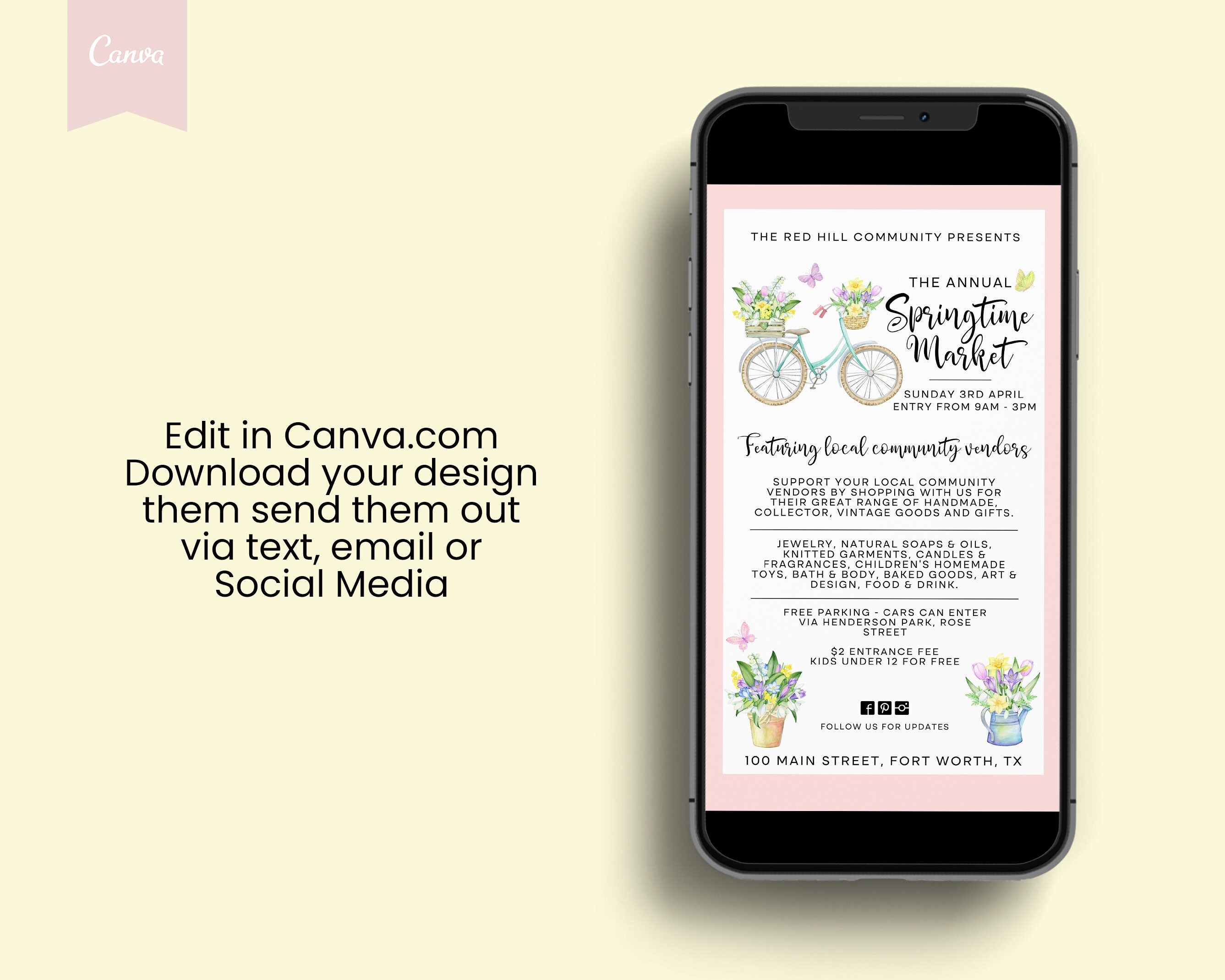 Editable SPRING Flyer Brochure DIY Market Fair Flyer Diy | Etsy