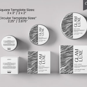 SILVER Editable Body Product Labels CANVA, GLITTER Diy Cosmetic Labels ...