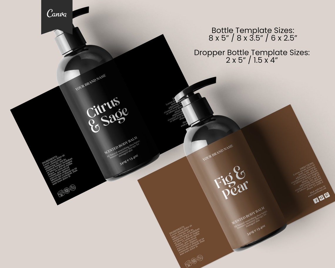 Editable Cosmetic Bottle Label Template, DIY Cosmetics Label, Cosmetics ...