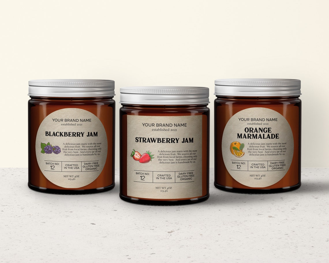 Editable Jam Label, Round Honey Label, Jam Label Printable, Mason Jar ...