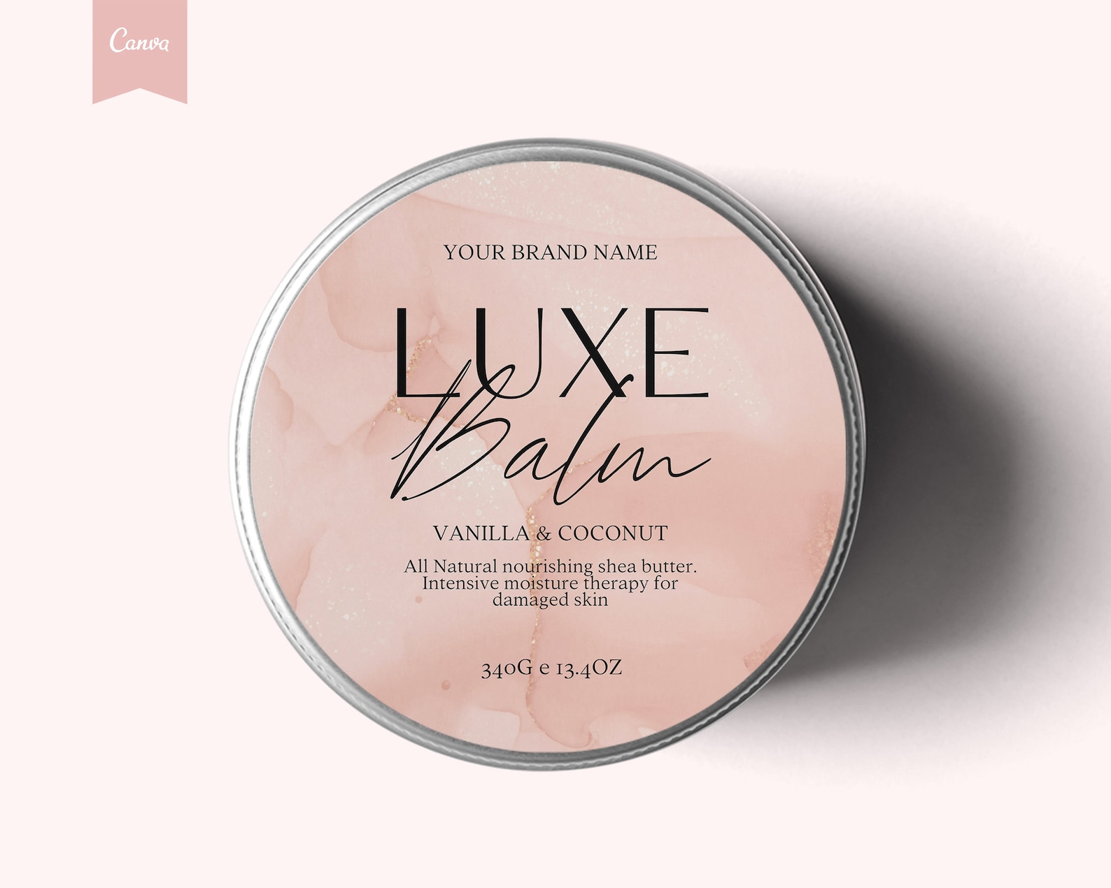 Editable PINK Cosmetic Jar Label Marble Template Diy GLITTER - Etsy