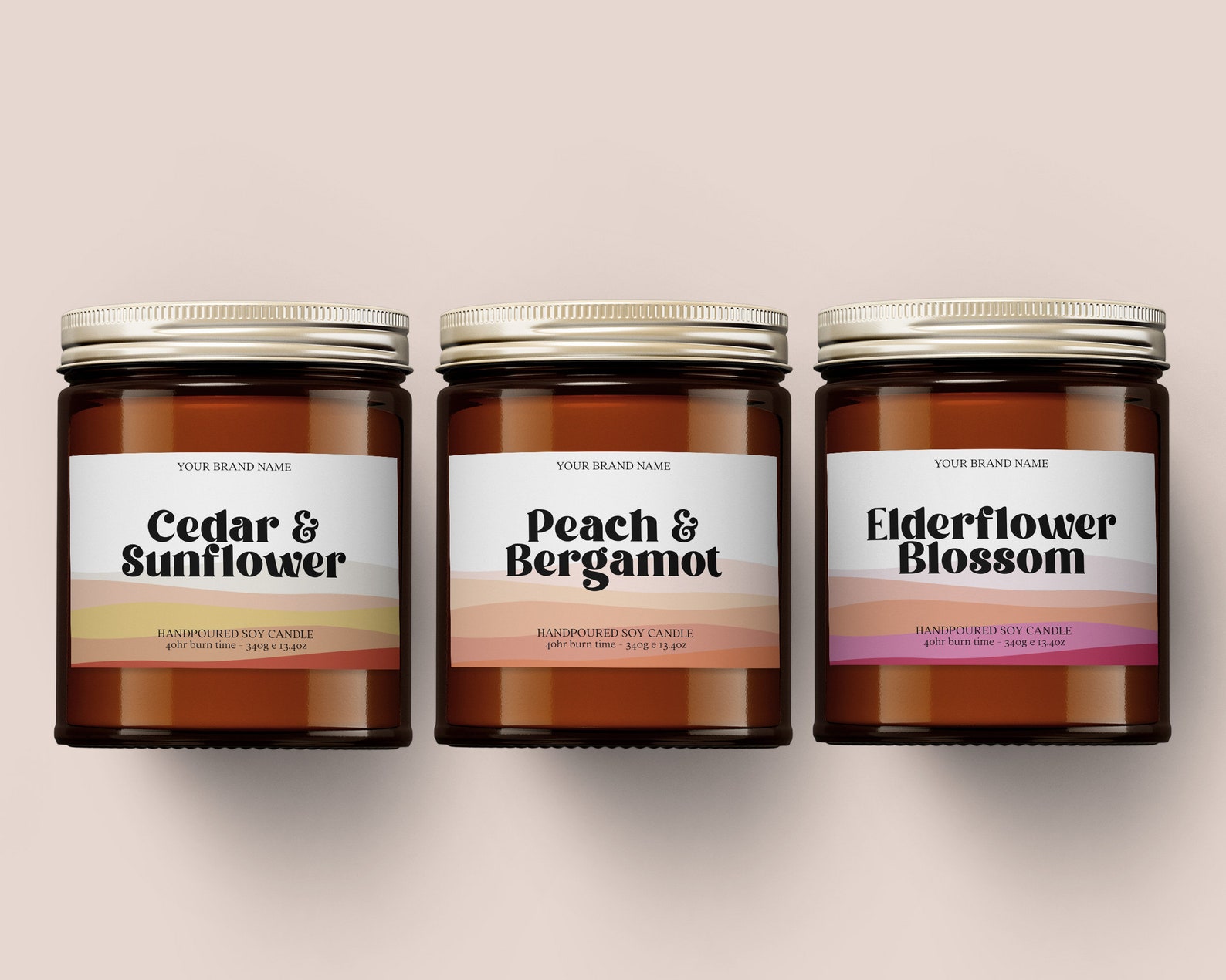 BOHO Editable Candle Label RETRO Candle Label Design | Etsy