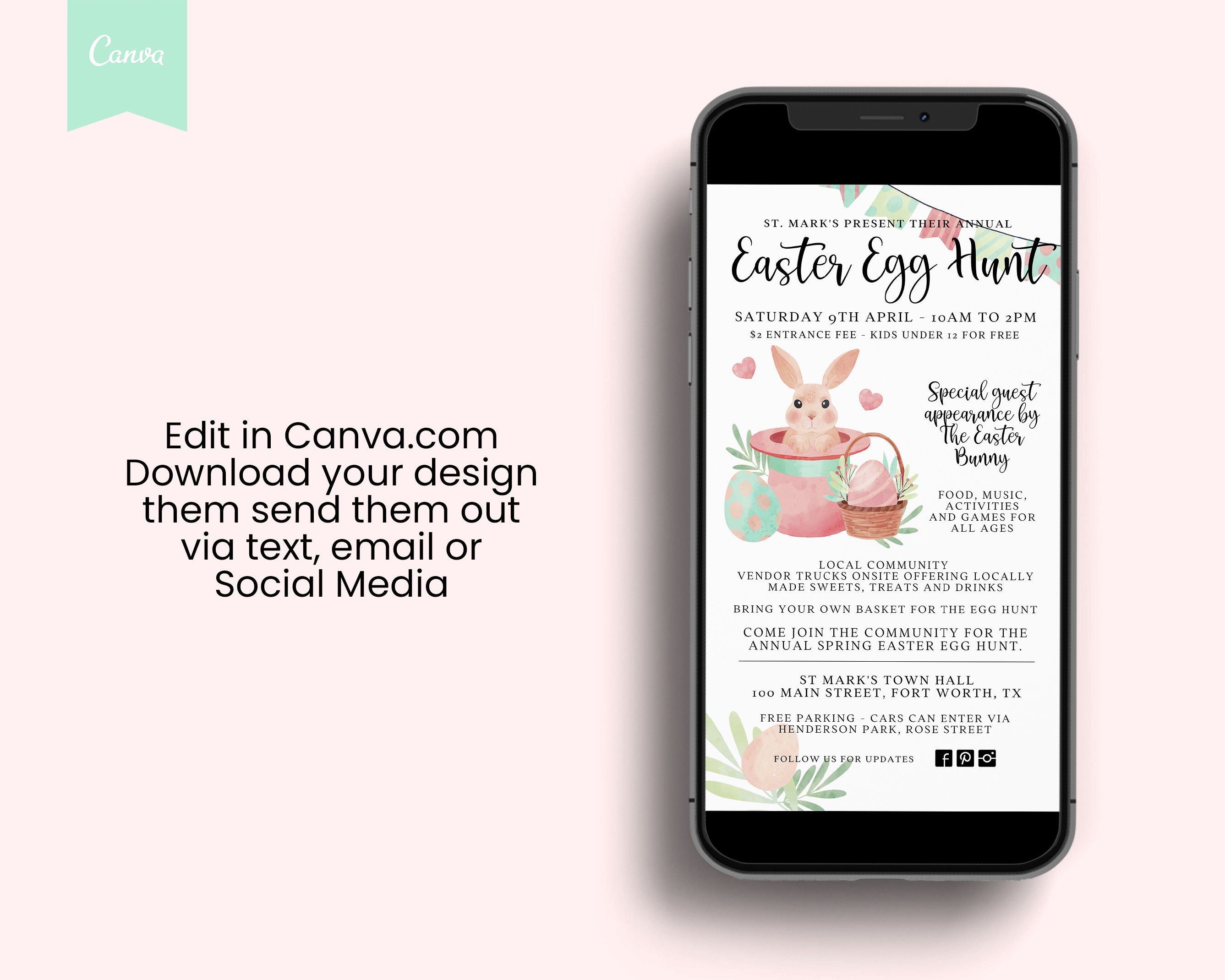 Editable EASTER Egg Hunt Flyer DIY Flyer Template Custom | Etsy