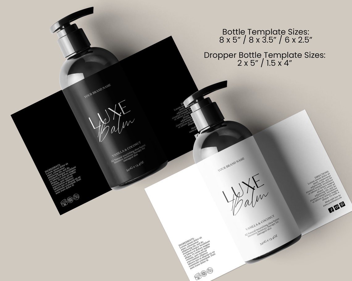 Editable Cosmetic Bottle Label Template, DIY Cosmetics Label, Cosmetics ...