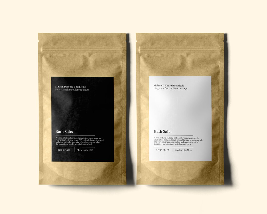 MINIMAL Editable Pouch Label Template, Custom Product Label, BATH Salt ...