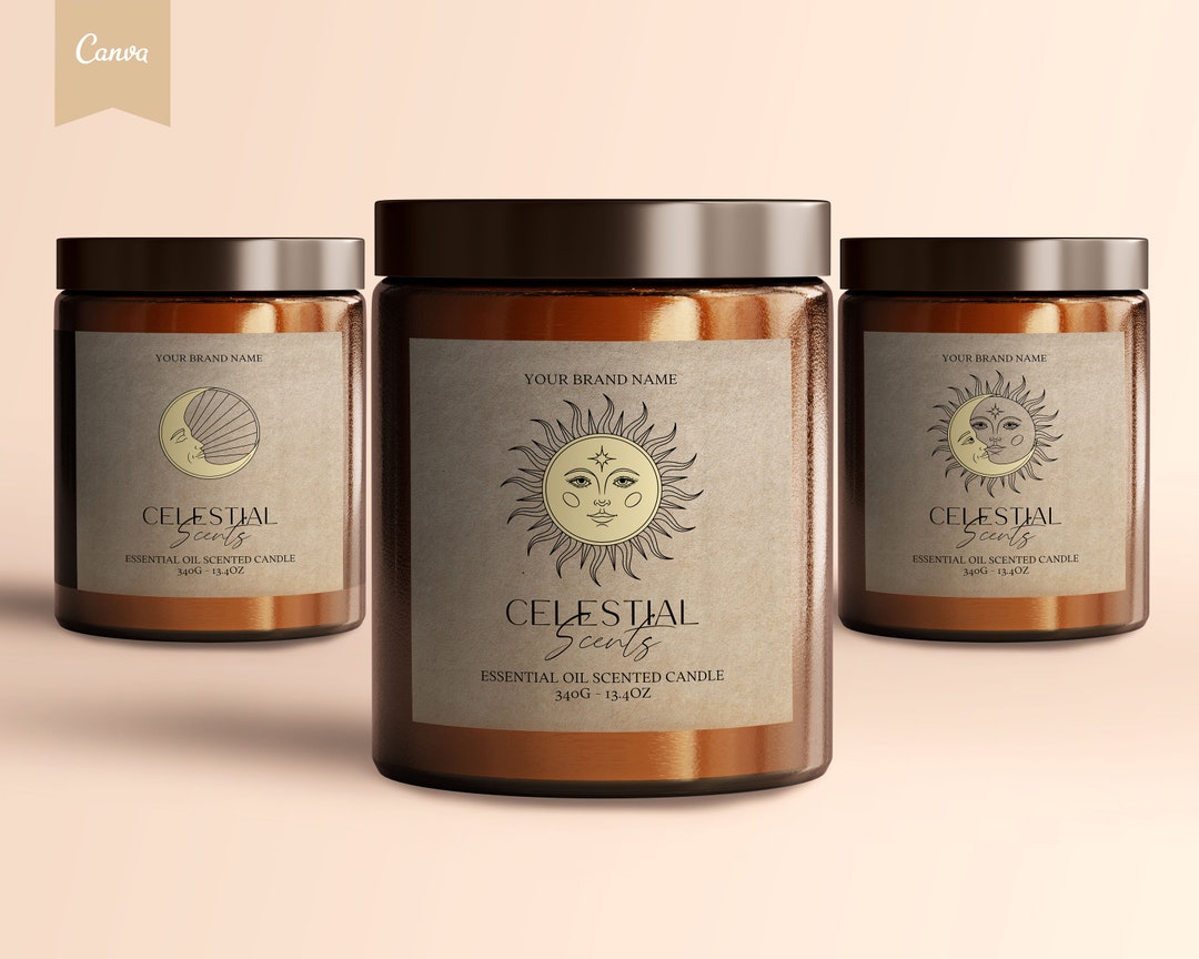 CELESTIAL Editable Candle Label, BOHO Candle Label Design, Editable ...