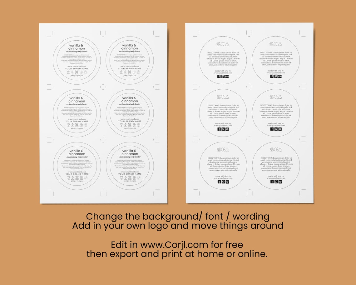 Editable Body Product Labels DIY Cosmetic Labels Editable - Etsy