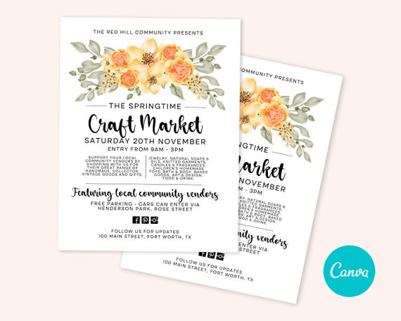Editable Flyer Brochure DIY Market Fair Flyer DIY Template - Etsy