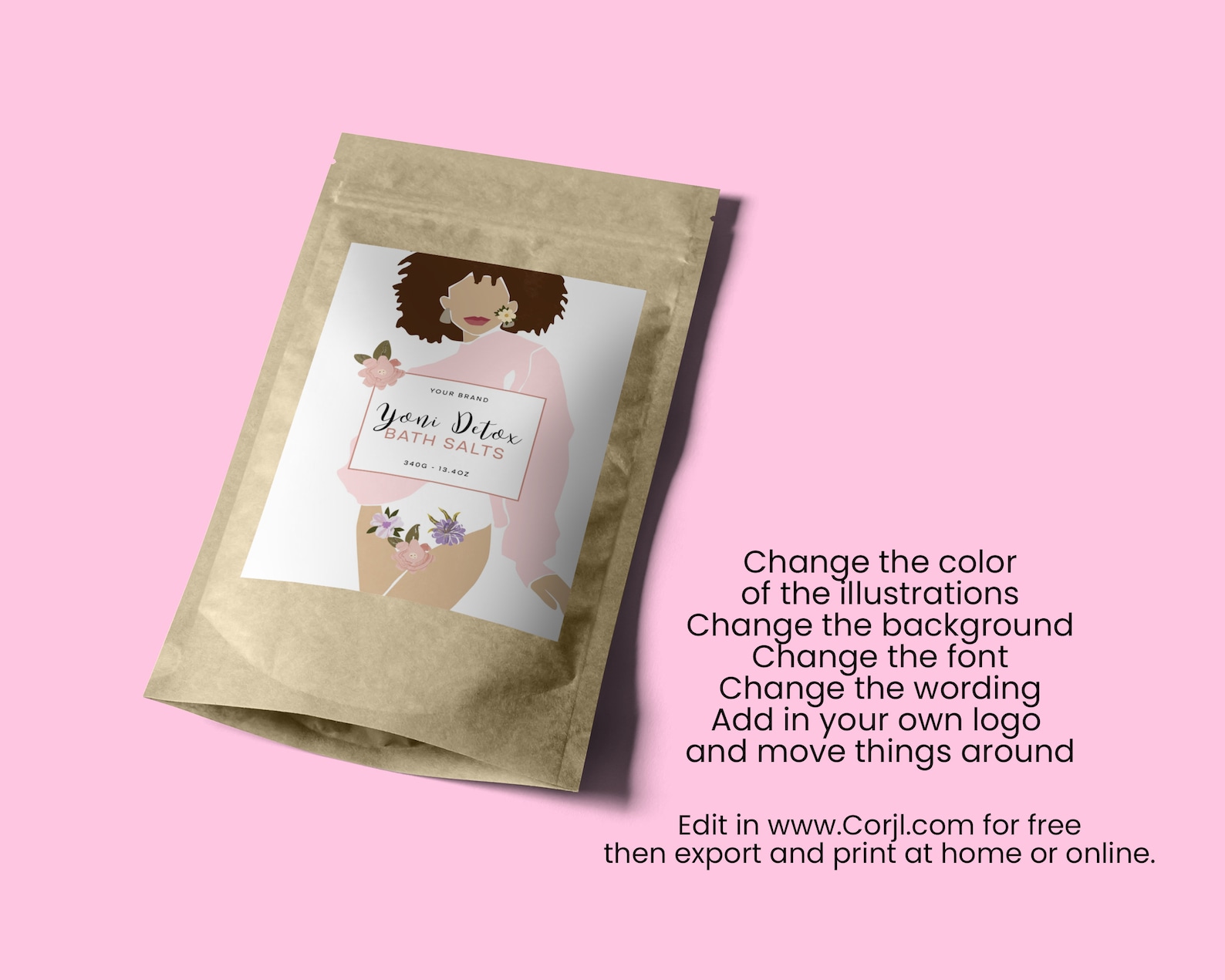 YONI Bath Salt Label Template Custom Product Label BATH Salt - Etsy