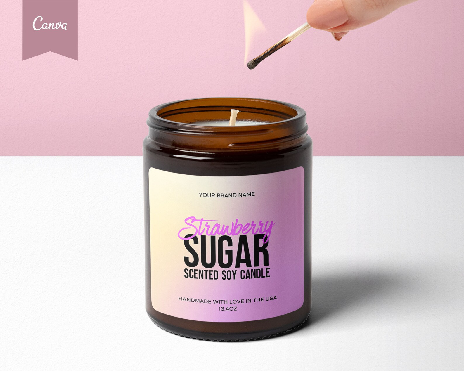 GRADIENT Editable Candle Label RETRO Candle Label Design | Etsy