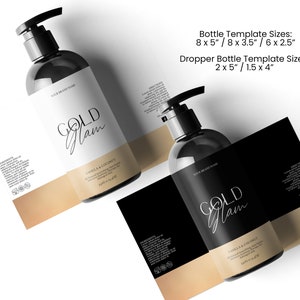 Editable Body Product Labels, Gold Look DIY Cosmetic Labels, Glitter ...