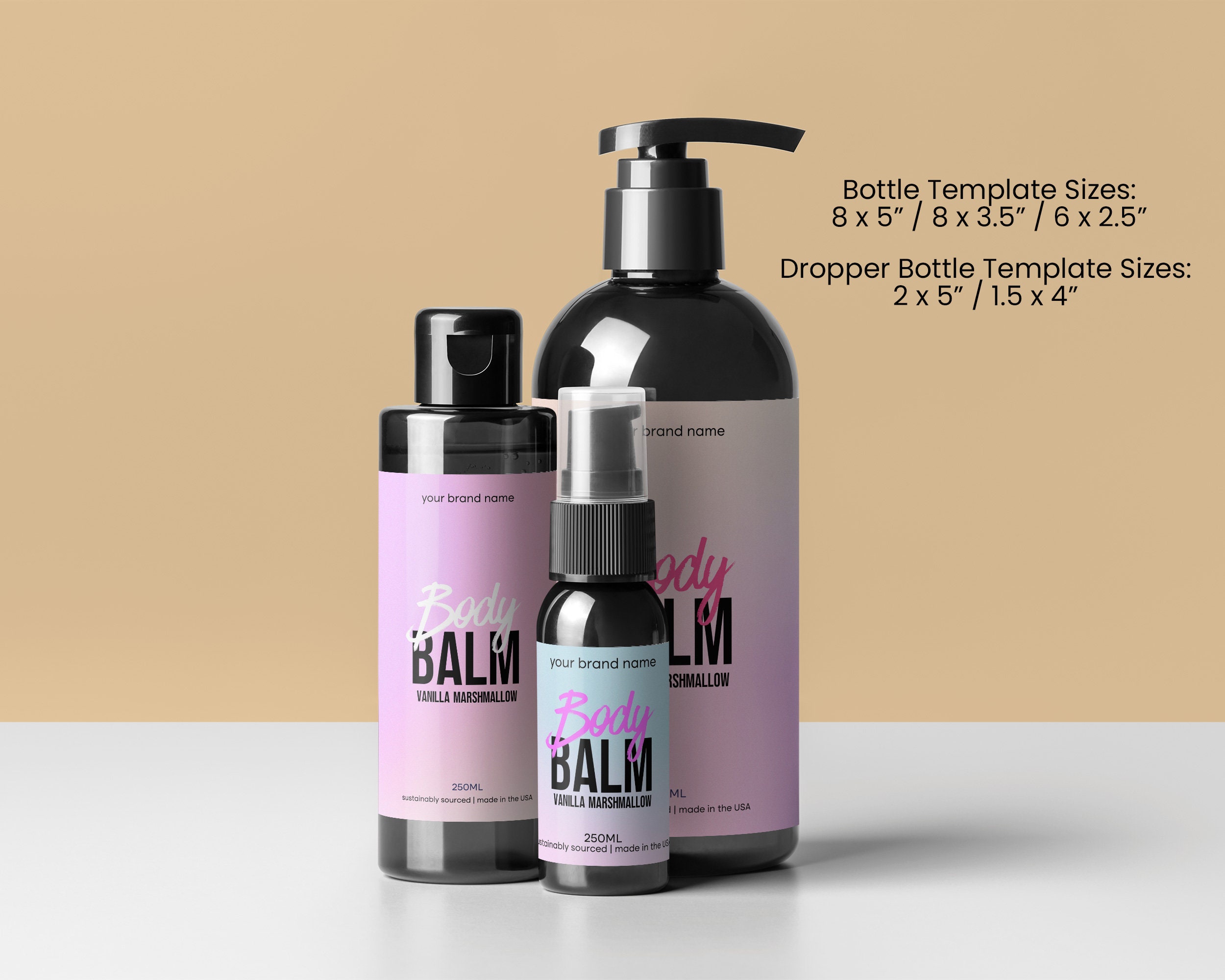 GRADIENT Editable Cosmetic Labels, Editable Body Product Labels, DIY ...