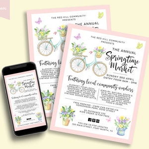 Editable SPRING Flyer Brochure, DIY Market Fair Flyer, Diy Template ...