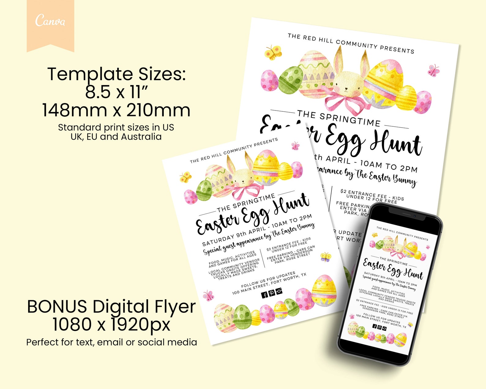 Editable EASTER Egg Hunt Flyer DIY Flyer Template Custom | Etsy