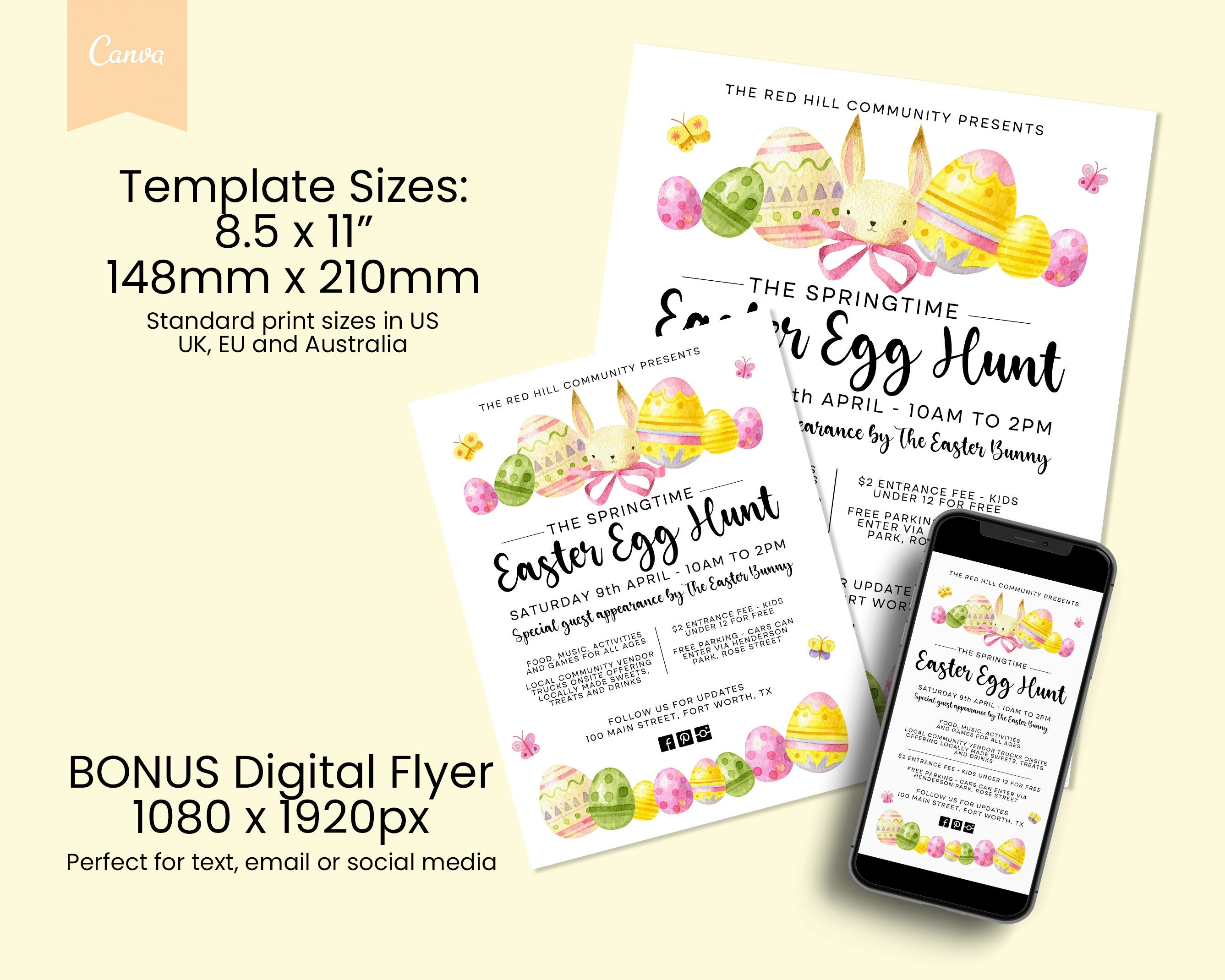 Editable EASTER Egg Hunt Flyer DIY Flyer Template Custom | Etsy